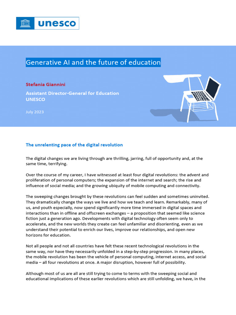 Generative AI and Future of Educaiton | PDF | Computers
