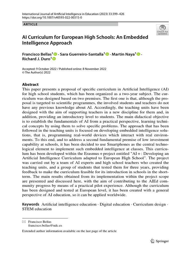 AI Curriculum For Eu High Schools | PDF | Artificial Intelligence ...