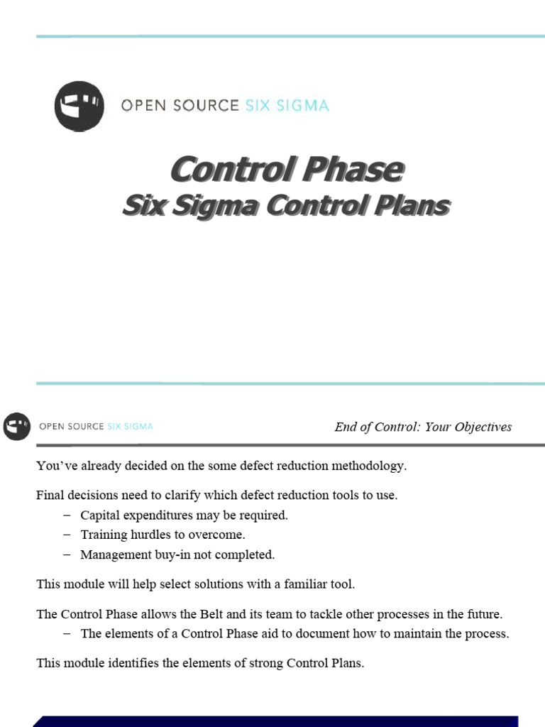Six Sigma Control Phase Overview | PDF | Six Sigma | Business