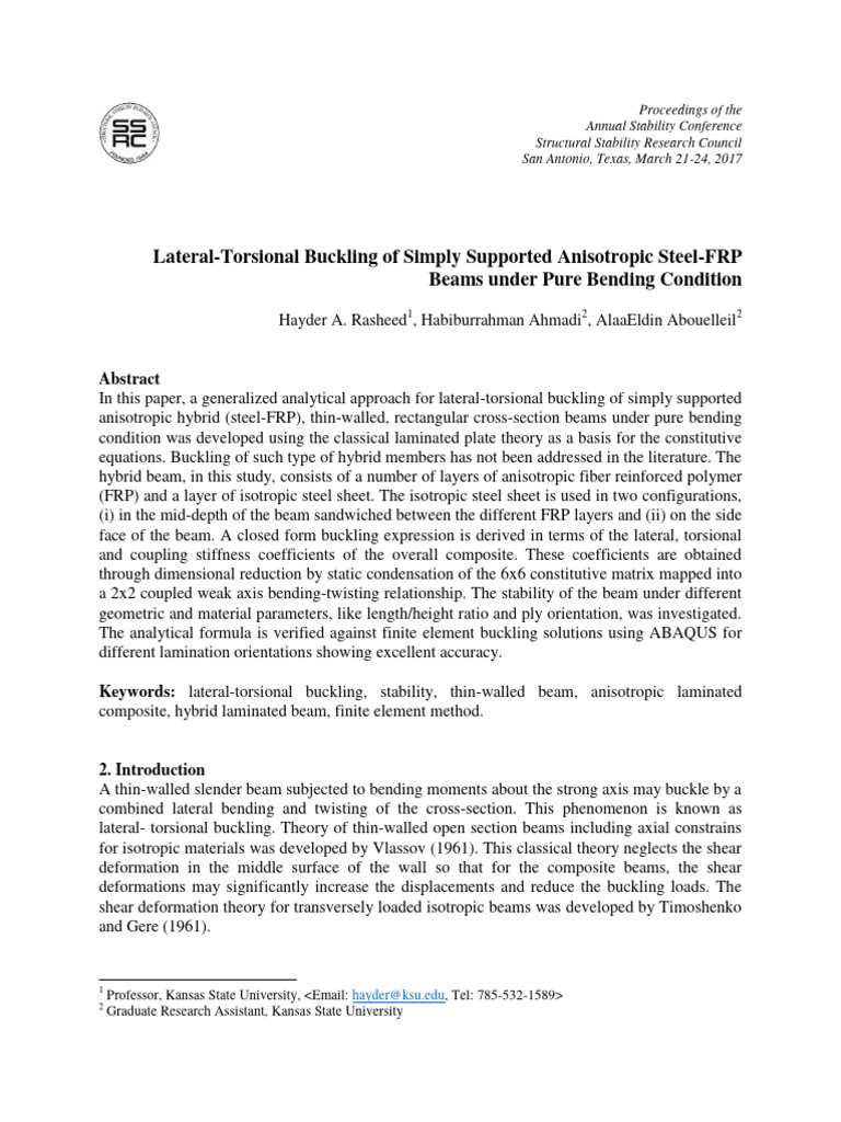 Lateral Torsional Buckling of Simply Supported Anisotropic Steel FRP ...