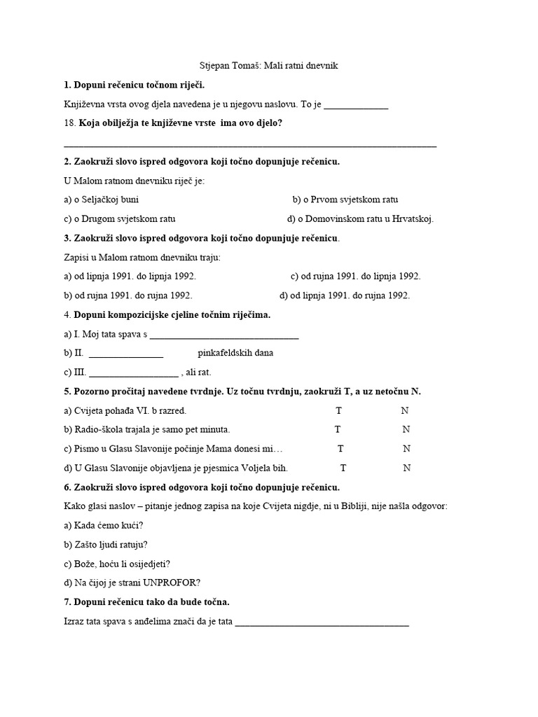 Mali Ratni Dnevnik | PDF