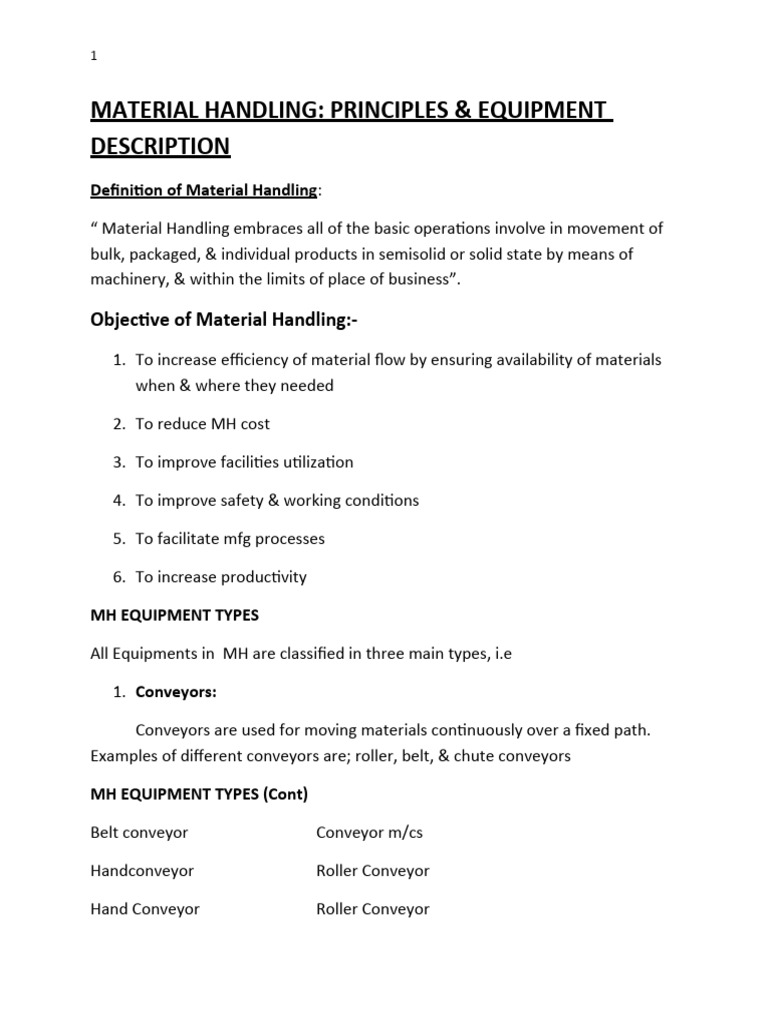(I) Material Handling | PDF | Crane (Machine) | Manufactured Goods