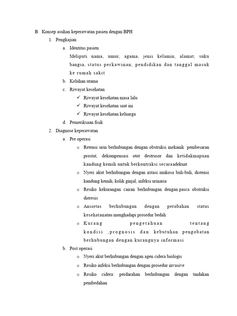 Konsep Asuhan Keperawatan Pasien Dengan BPH | PDF