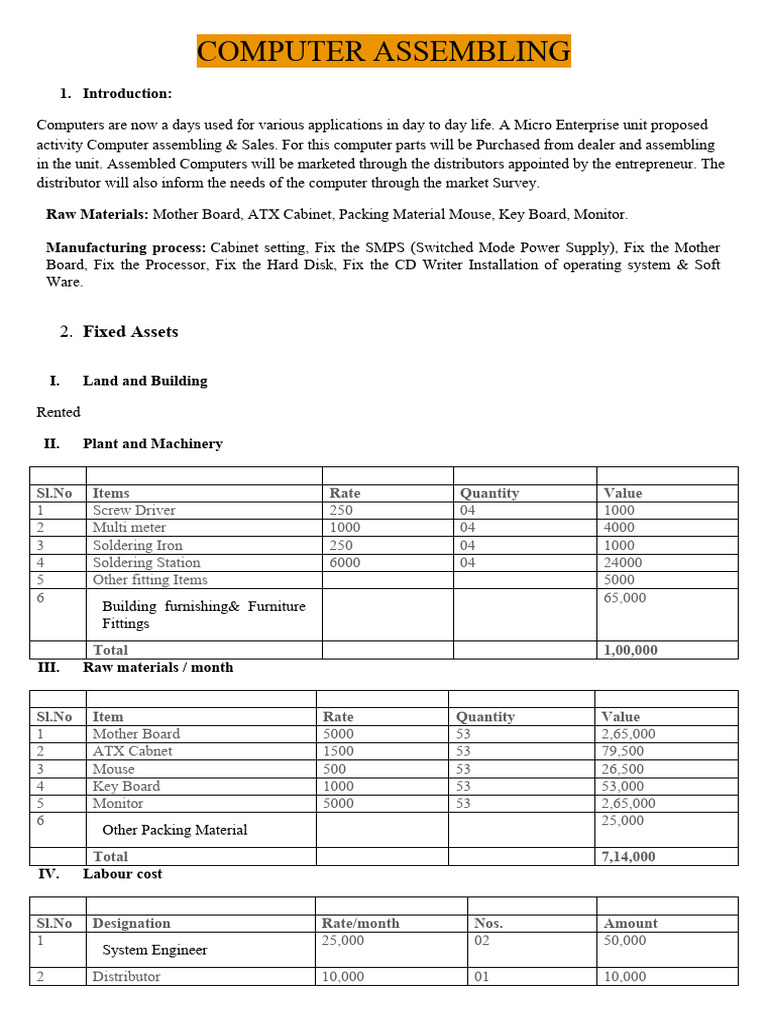 Computer Assembling Plan | PDF