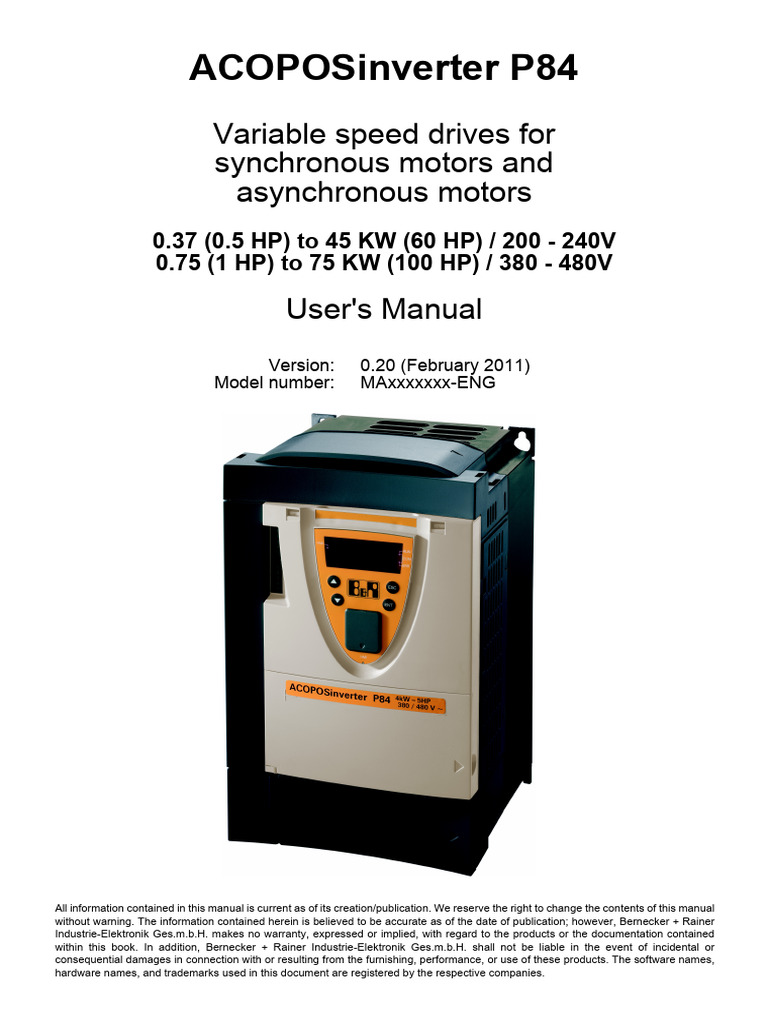 B&R - ACOPOSinverter P84 Installation Manual LP en | Download Free PDF | Capacitor | Direct Current