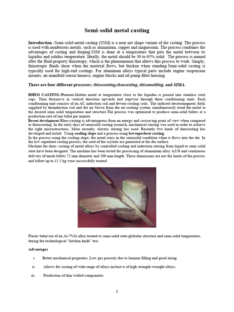 Rheo Casting | PDF | Procedural Knowledge | Secondary Sector Of The Economy