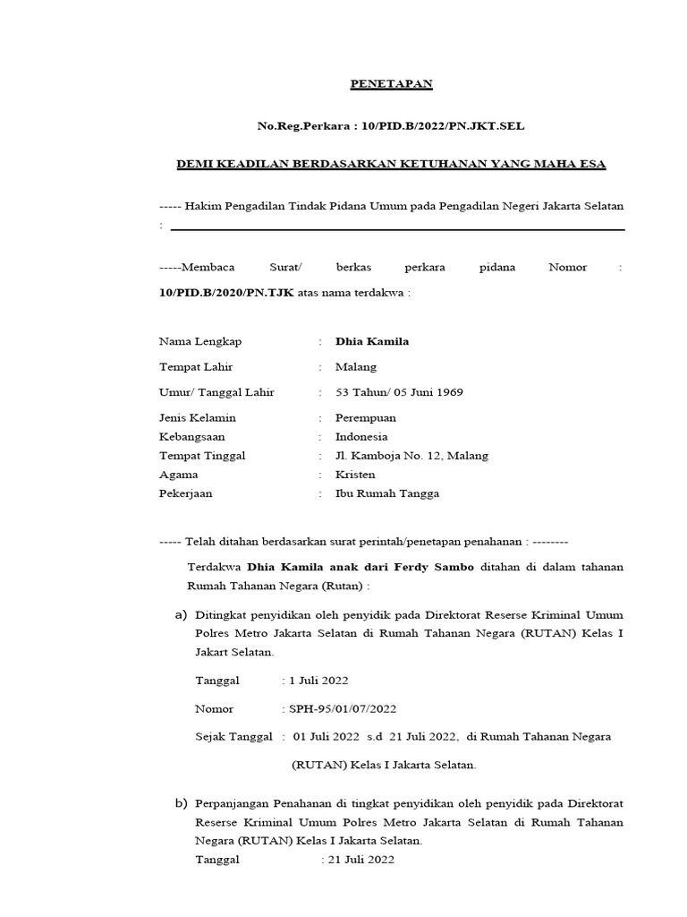 Surat Penetapan Penahanan | PDF