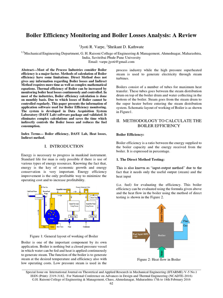 Boiler Efficiency Monitoring and Boiler Losses Analysis: A Review | PDF ...