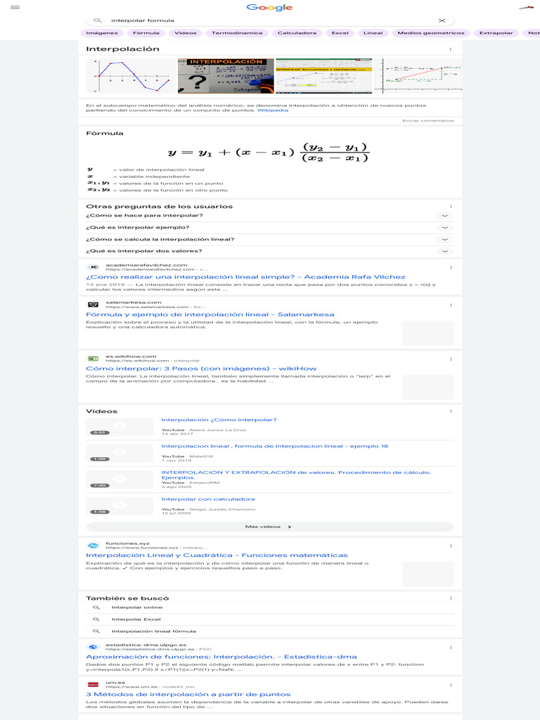 Interpolar Formula - Buscar Con Google | PDF | Interpolación | Función (Matemáticas)
