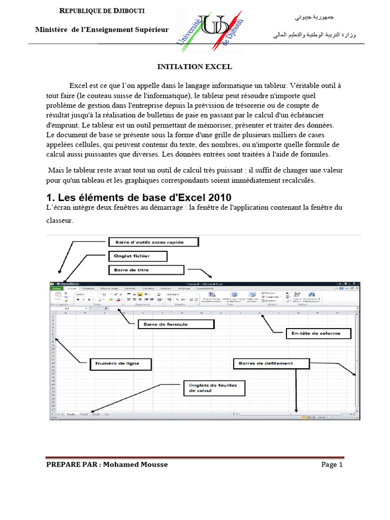 Initiation à Excel : Guide Pratique | PDF | Microsoft Excel | Feuille de calcul