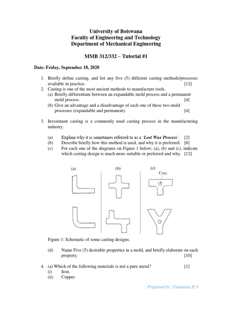 Tutorial #1 - 2020 - MMB 332 | PDF