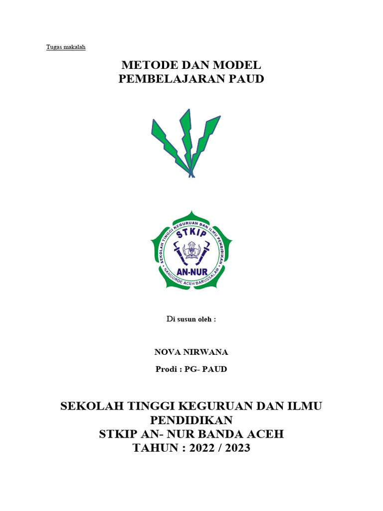 Metode dan Model Pembelajaran PAUD | PDF | Karier & Perkembangan