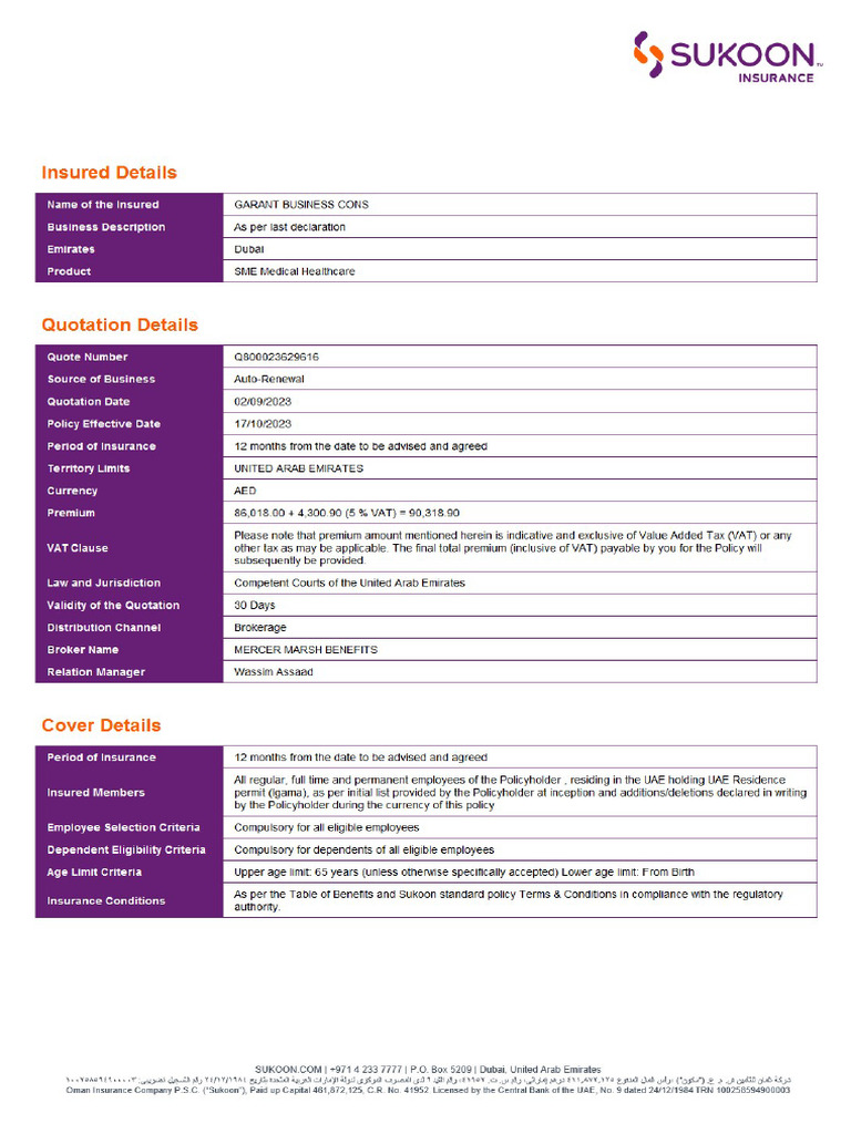 TOB - Sukoon | Download Free PDF | Insurance | Health Care