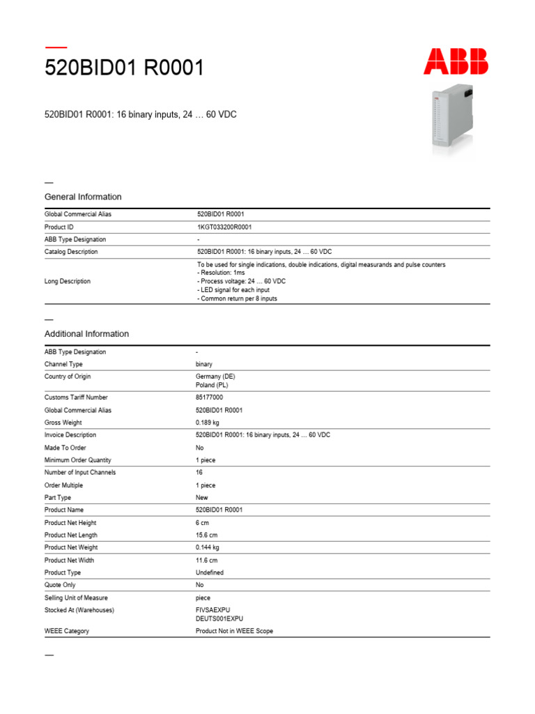 16 Binary Inputs, 24-60 VDC Module | PDF | Technology & Engineering