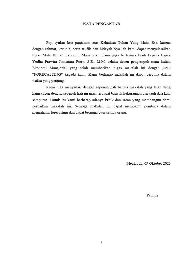 FORECASTING Kel. 2 | PDF | Karier & Perkembangan | Pengelolaan Keuangan & Uang