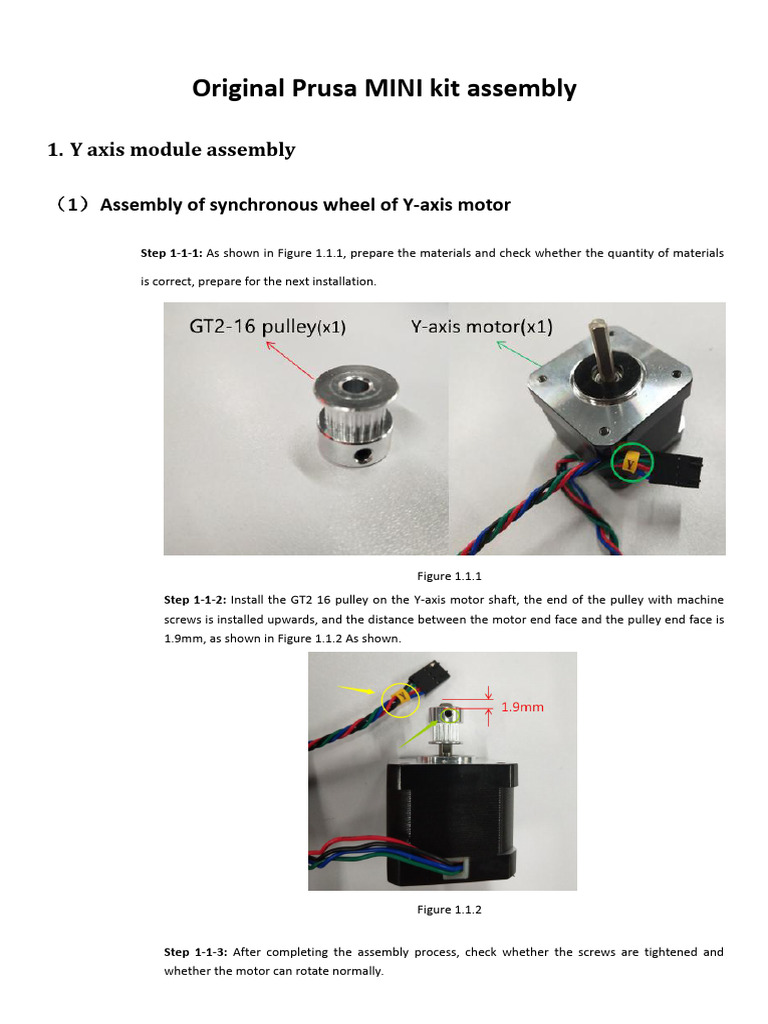 Original Prusa MINI Kit Assembly V1.0 | PDF | Screw | Manufactured Goods
