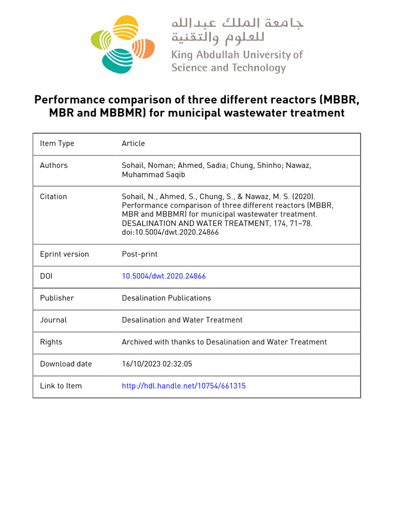 Final Draft DWT Paper 2019 | PDF | Sewage Treatment | Pollution