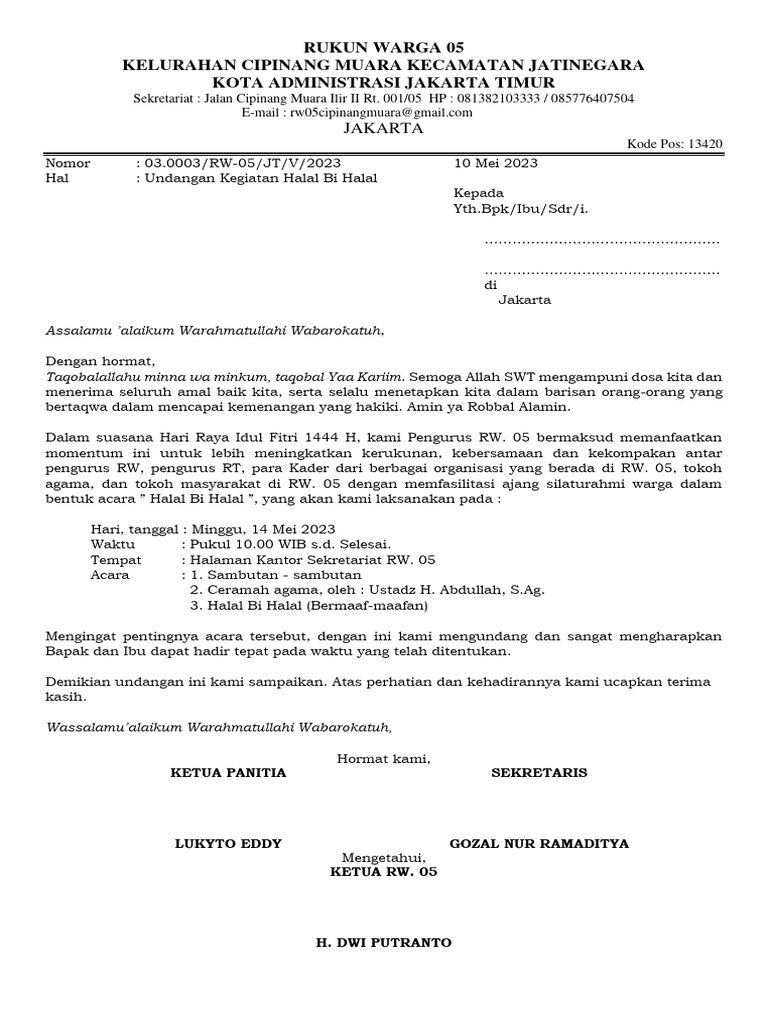 Surat Undangan Halbil-Tomas | PDF