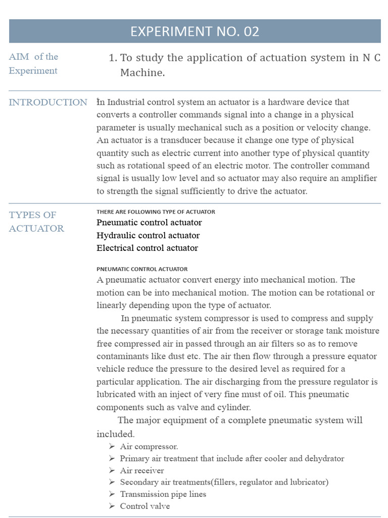 Application of Actuation System | PDF | Actuator | Piston