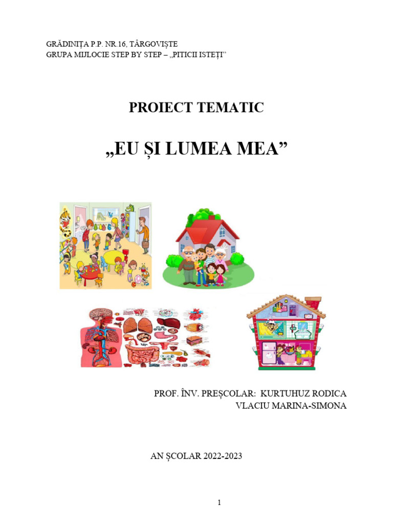 Proiect Tematic Eu Si Lumea Mea 20222023 | PDF