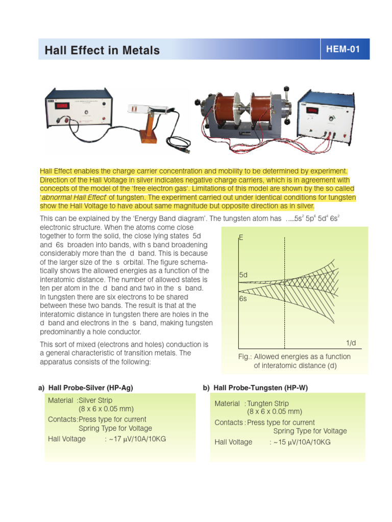 Hall-Effect-In-Metals (Ag, W) | PDF | Electrical Resistivity And ...