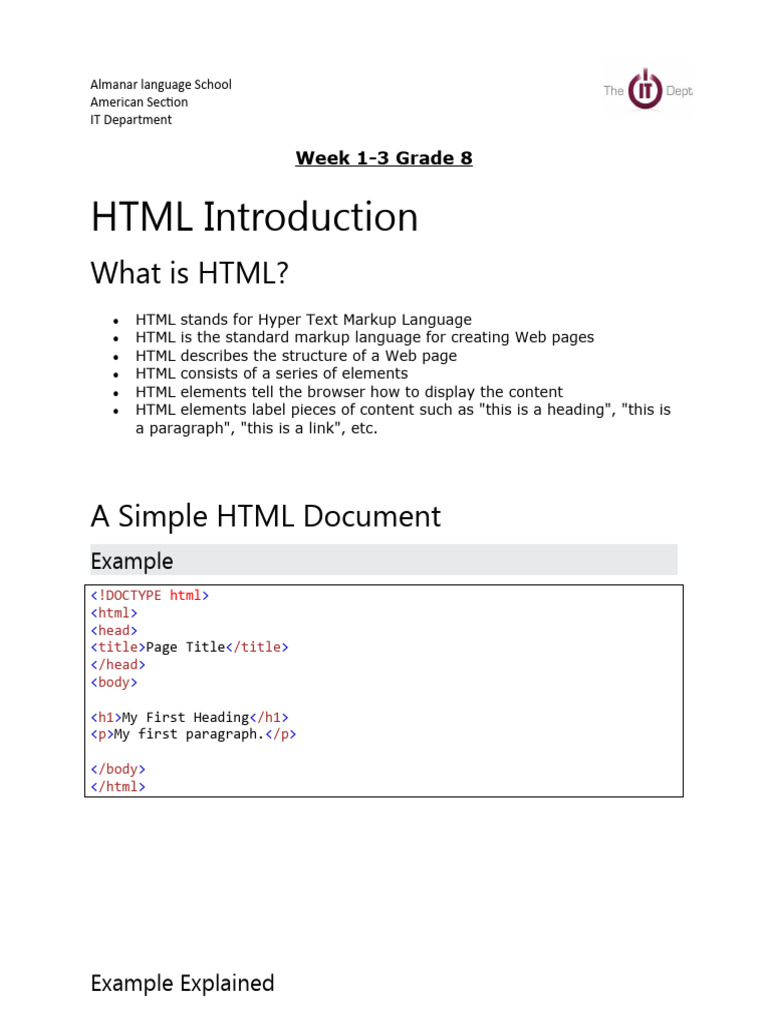 Grade 8 Week 1,2,3 | PDF | Html | Html Element