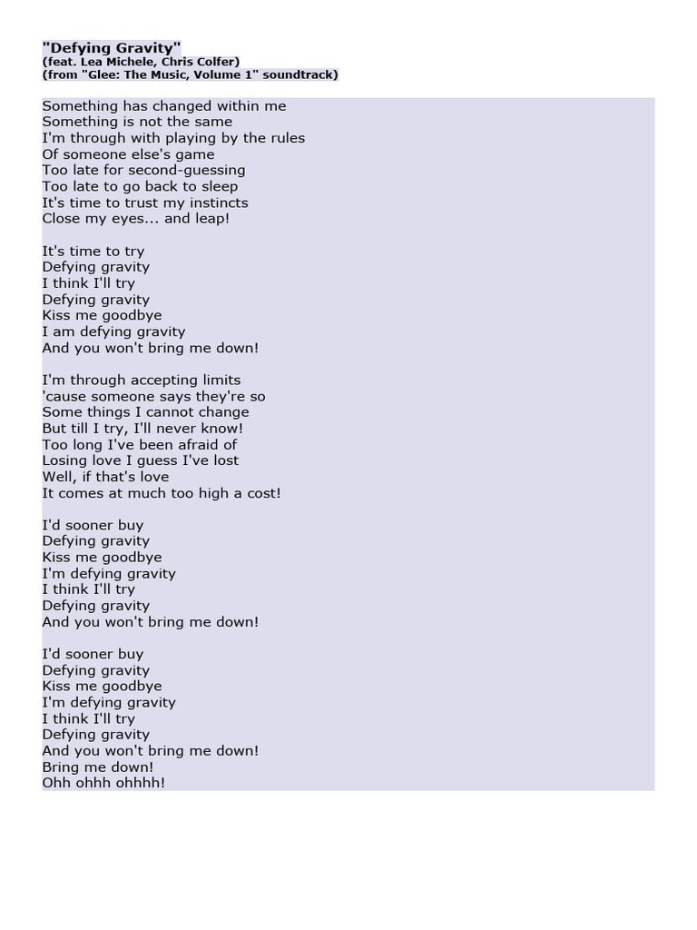 Defying Gravity | PDF