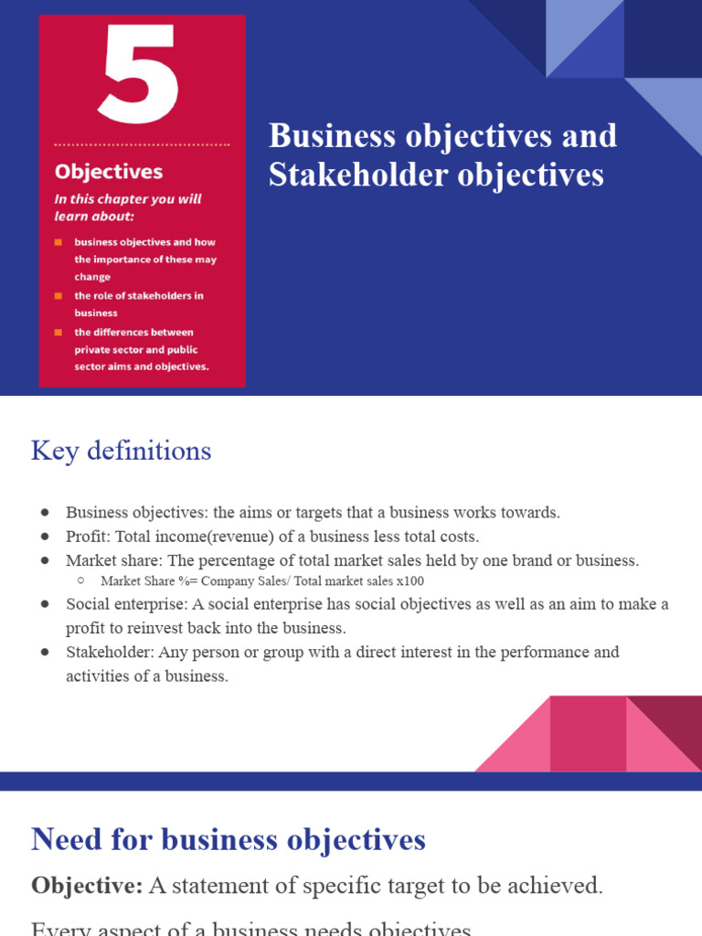 Business and Stakeholder Objectives Explained | PDF | Interest | Loans