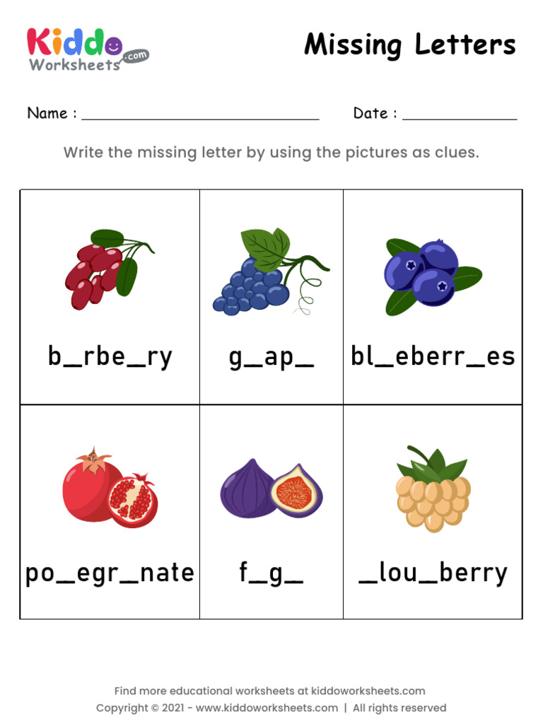 Missing Letters-Fruits Worksheet | PDF