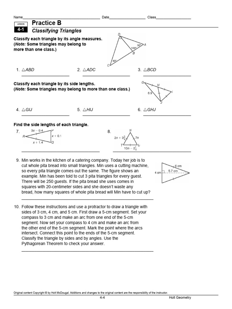 Practice B: Classifying Triangles | PDF | Triangle | Angle