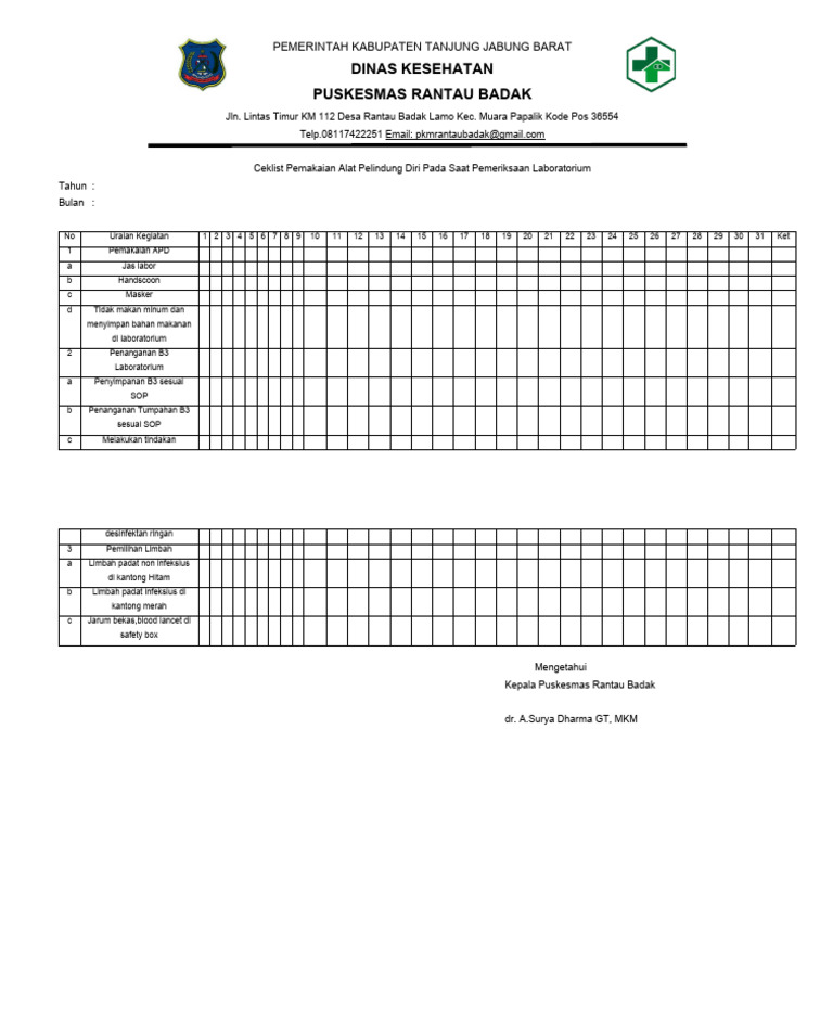 Ceklist APD & Penanganan B3 Lab | PDF