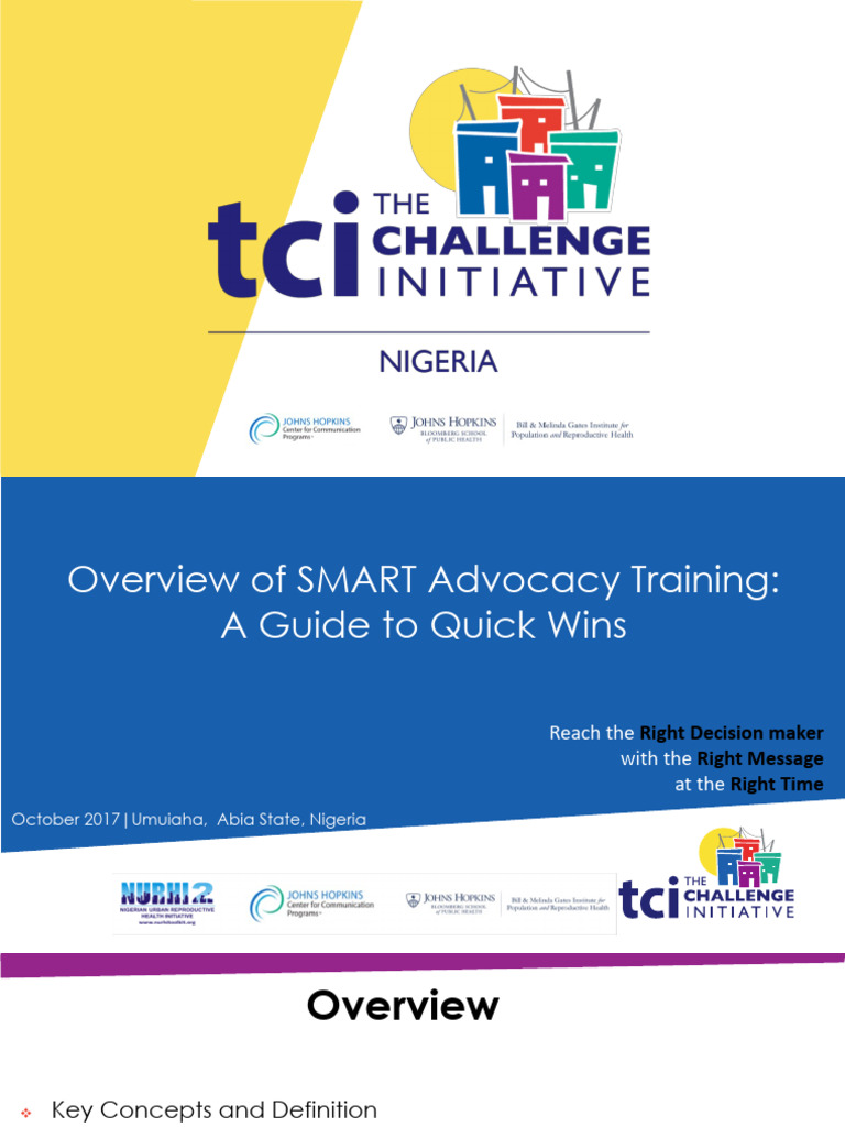 Overview of SMART Advocacy Training A Guide To Quick Wins and The 9 ...