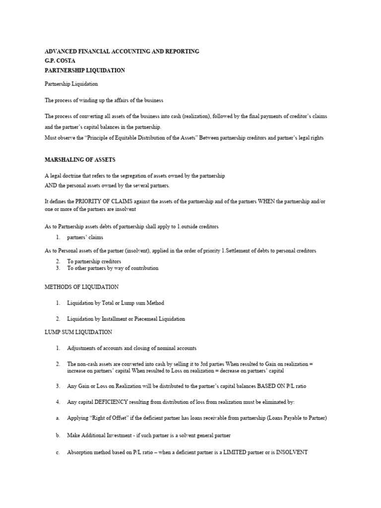 Partnership Liquidation | PDF | Liquidation | Insolvency