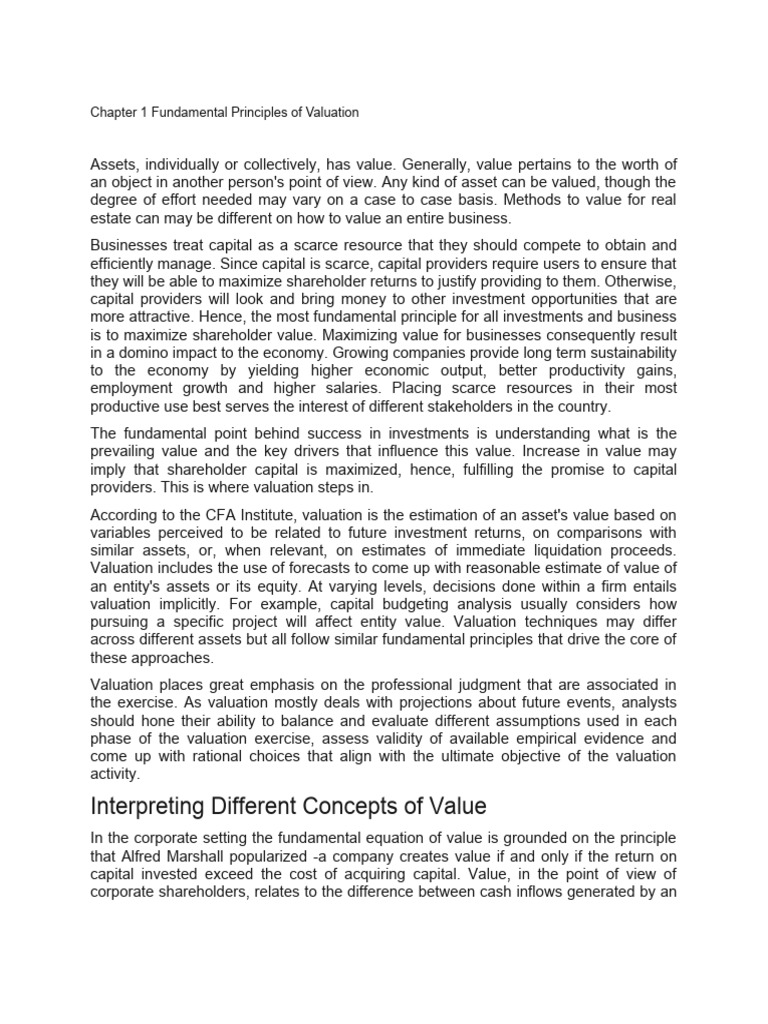 Chapter 1 Fundamental Principles of Valuation | PDF | Valuation ... Chapter 1 Fundamental Principles of Valuation | PDF | Valuation ...