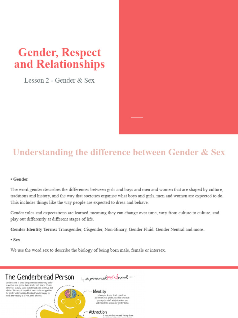Lesson 2 - Gender, Respect and Relationships | PDF | Gender | Gender ...