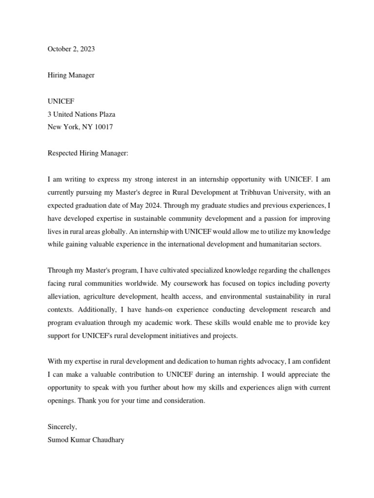 CV For Unicef | PDF