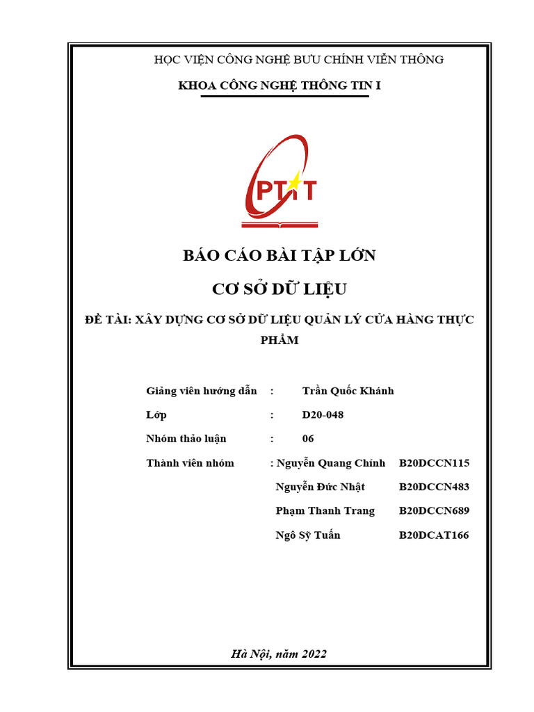 BTL - CSDL - Nhóm 6 | PDF