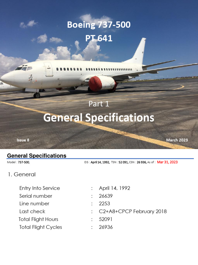 Boeing 737-500 Maintenance Specs | PDF | Vehicles | Aviation
