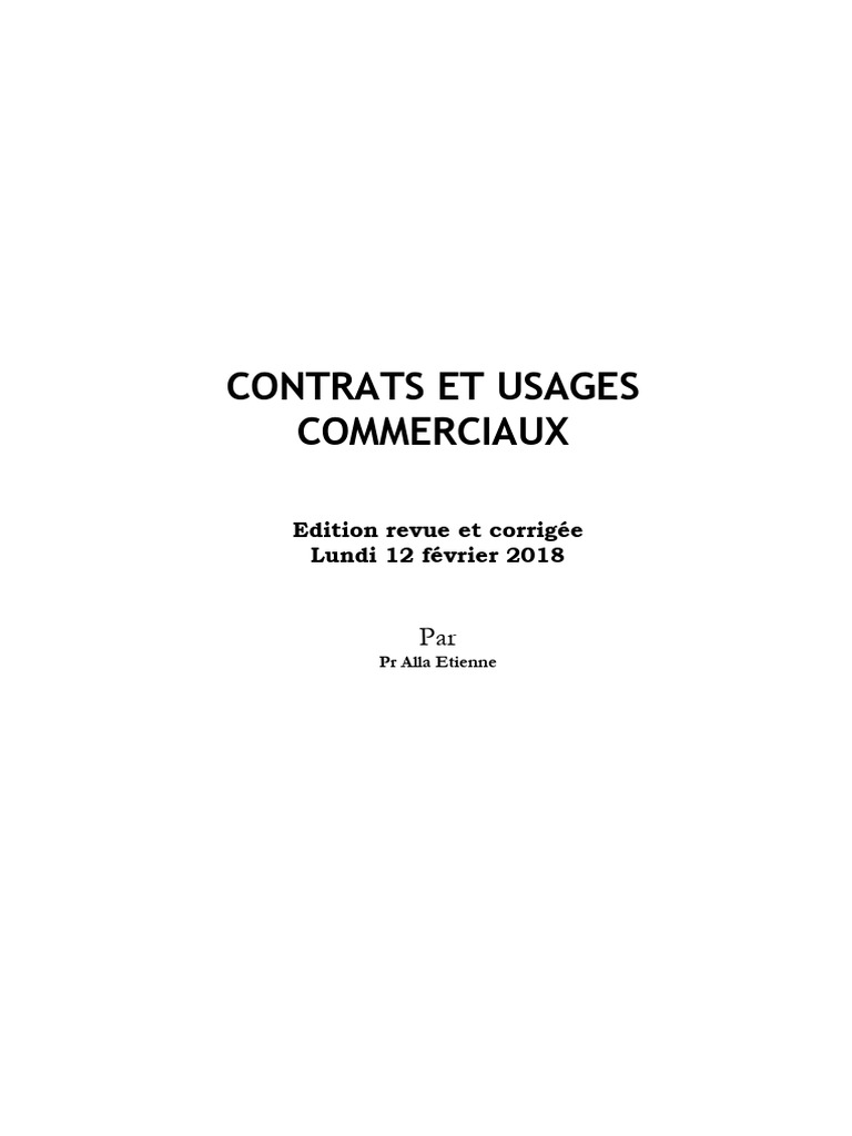 32 COURS DE CONTRATS ET USAGES COMMERCIAUX 2014-2015 Alla Etienne | PDF | Sodles | Compétence