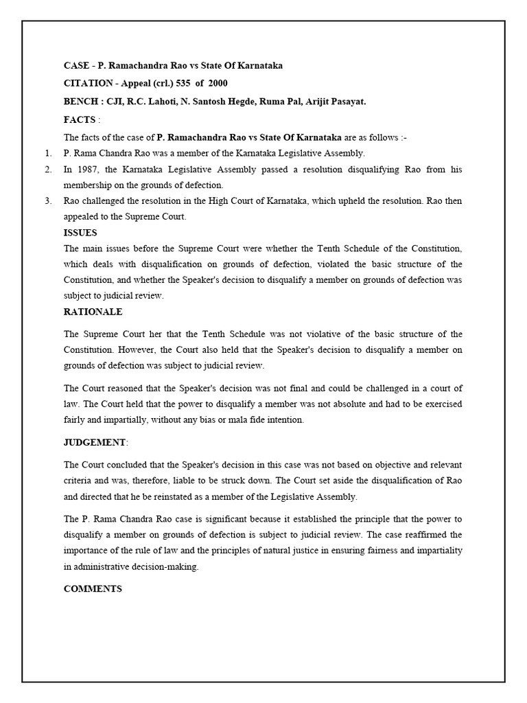 P. Ramachandra Rao Vs State of Karnataka | PDF | Supreme Court Of The ...