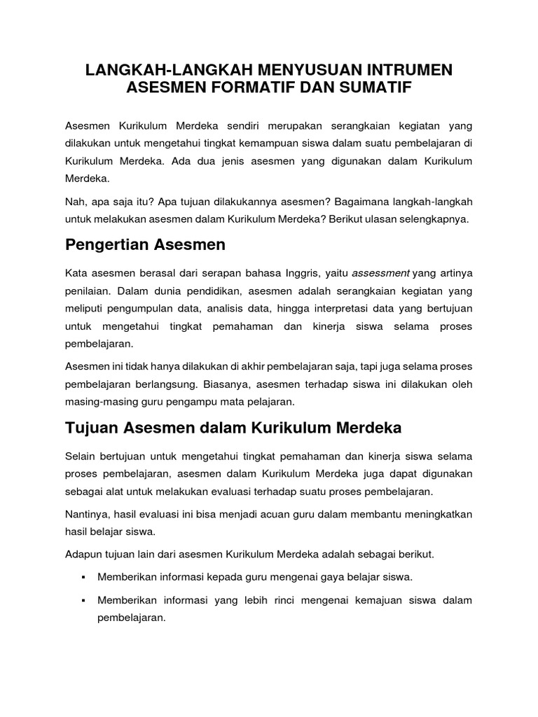 Asesmen Formatif Dan Sumatif | PDF | Karier & Perkembangan