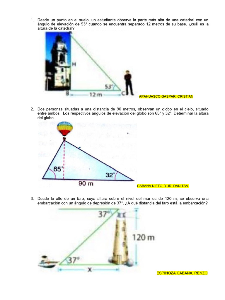 Problemas de Trigonometria y Aplicacion | PDF Problemas de Trigonometria y Aplicacion | PDF