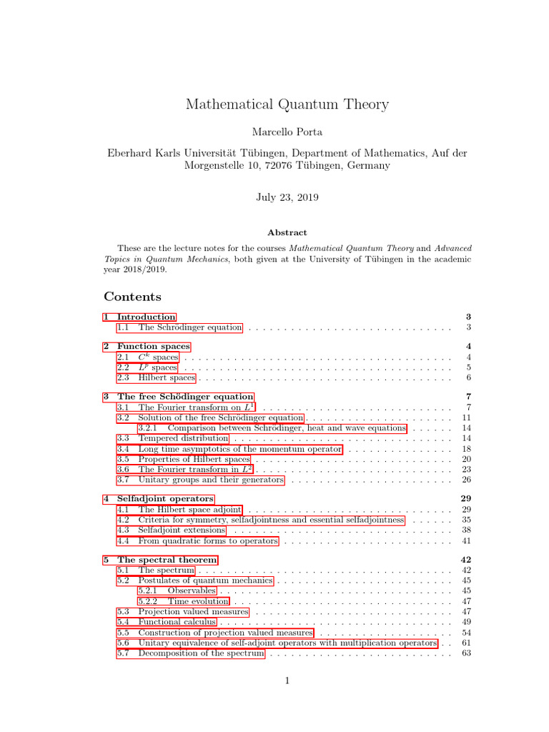 Math Quantum Theory Notes | PDF | Schrödinger Equation | Quantum Mechanics