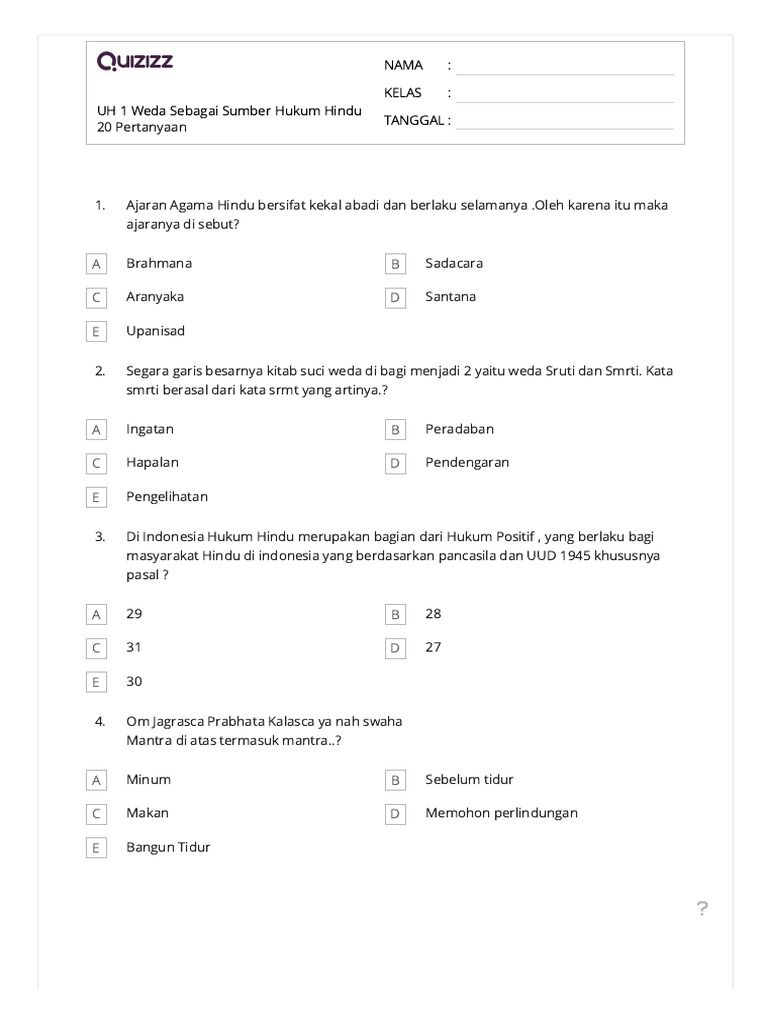 Kumpulan Soal Weda | PDF