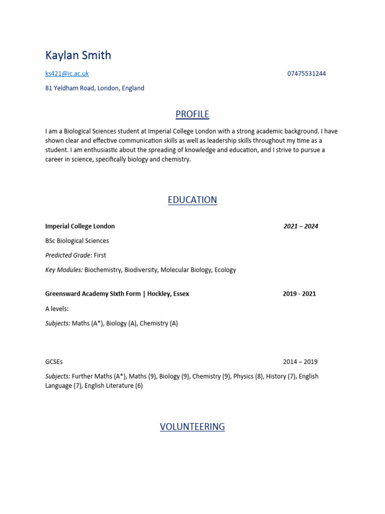 Kaylan Smith: Profile | Download Free PDF | Mathematics | Science