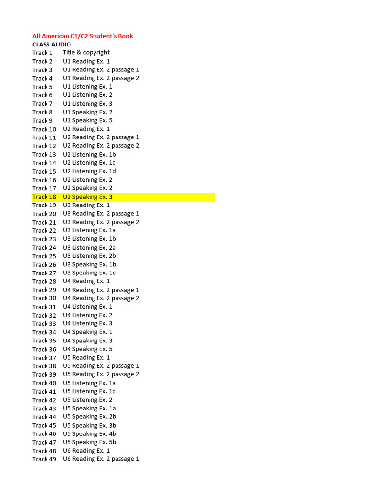All American C1C2 Student_s Book Tracklist | PDF