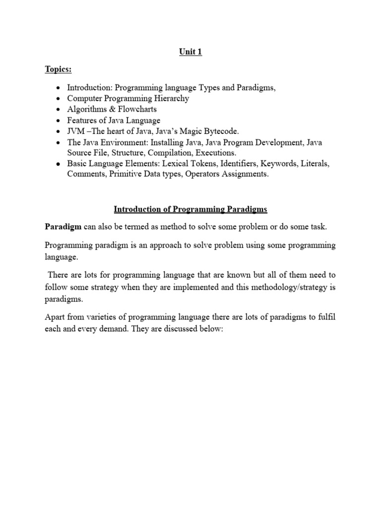 Unit 1 | PDF | Java Virtual Machine | Data Type