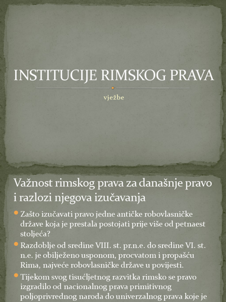 Rimsko Pravo Vježbe I Sedmica | PDF