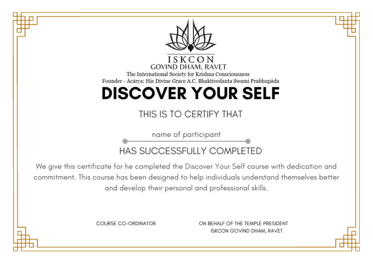 Discover Yourself Course Certificate | PDF