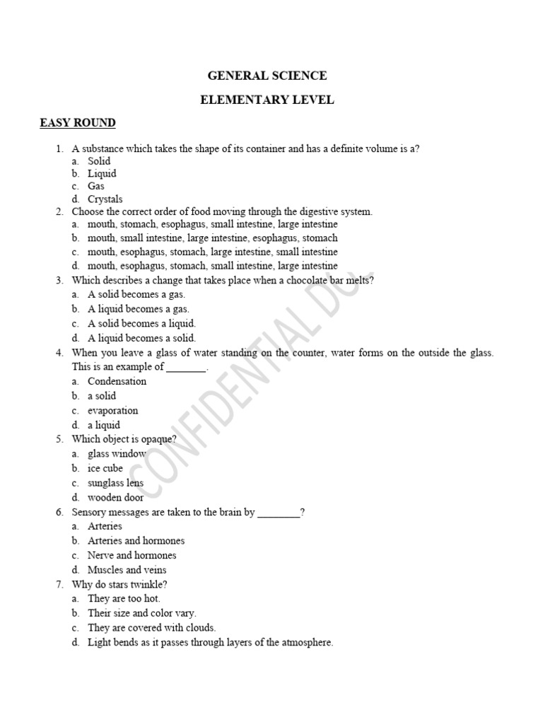 General Science Elementary | PDF | Water | Cell (Biology)